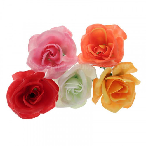 Assorted Coloured Plastic Roses - Box of 100