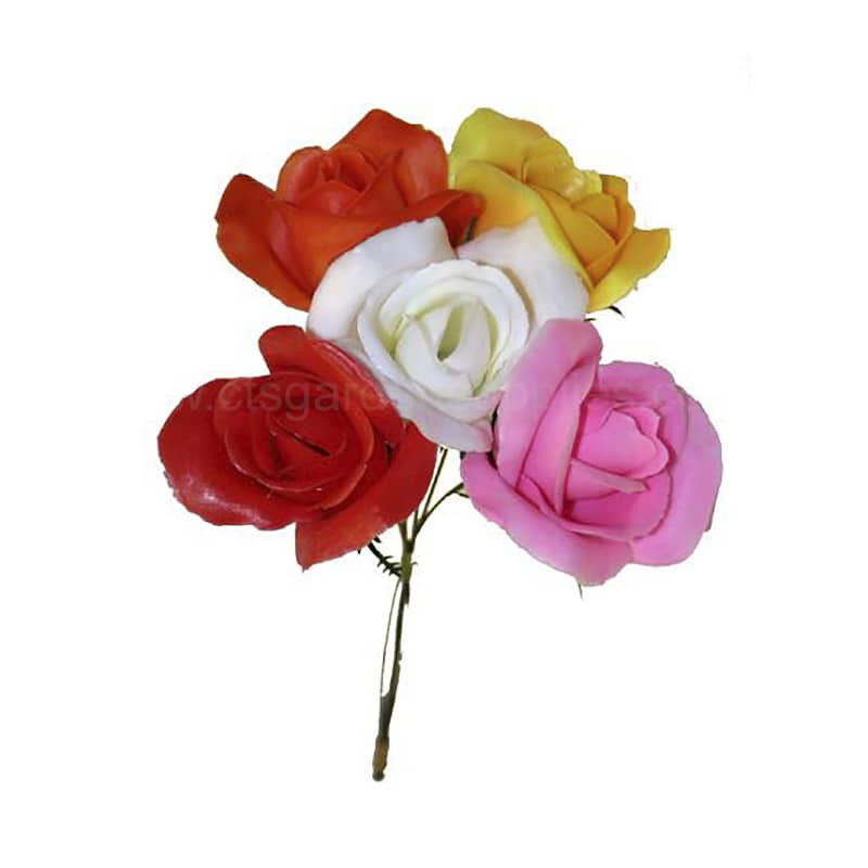 Assorted Coloured Plastic Roses - Pack of 100