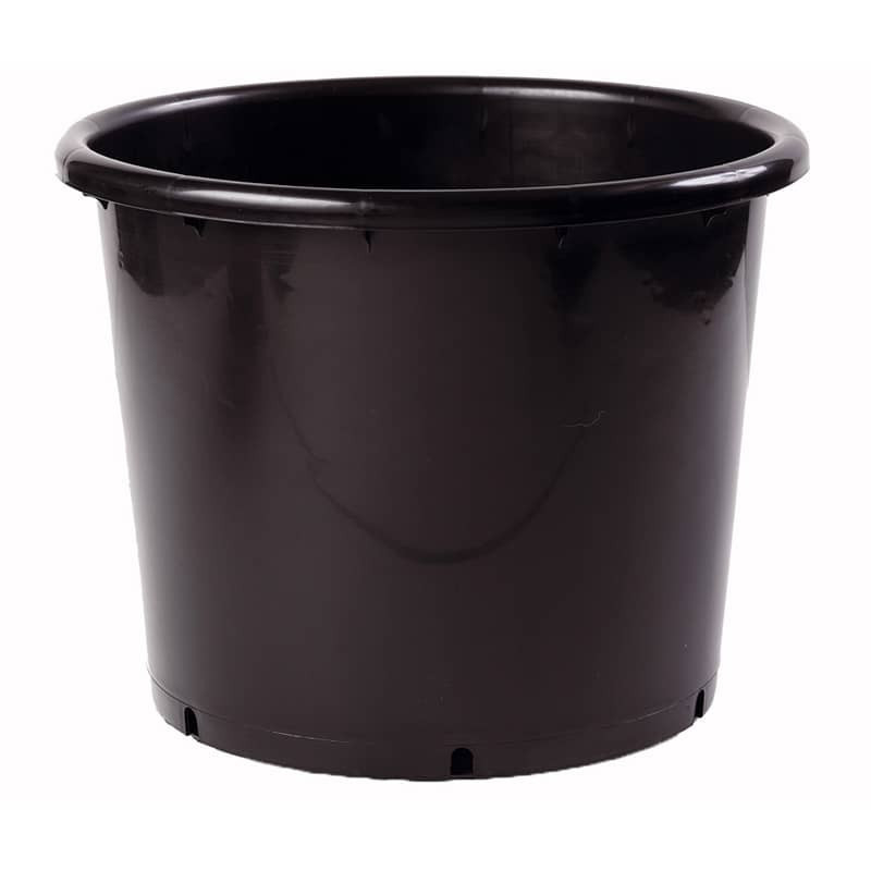 Soparco Large SD Black Plastic Low Container Pot 37.7cm x 26cm - 20L